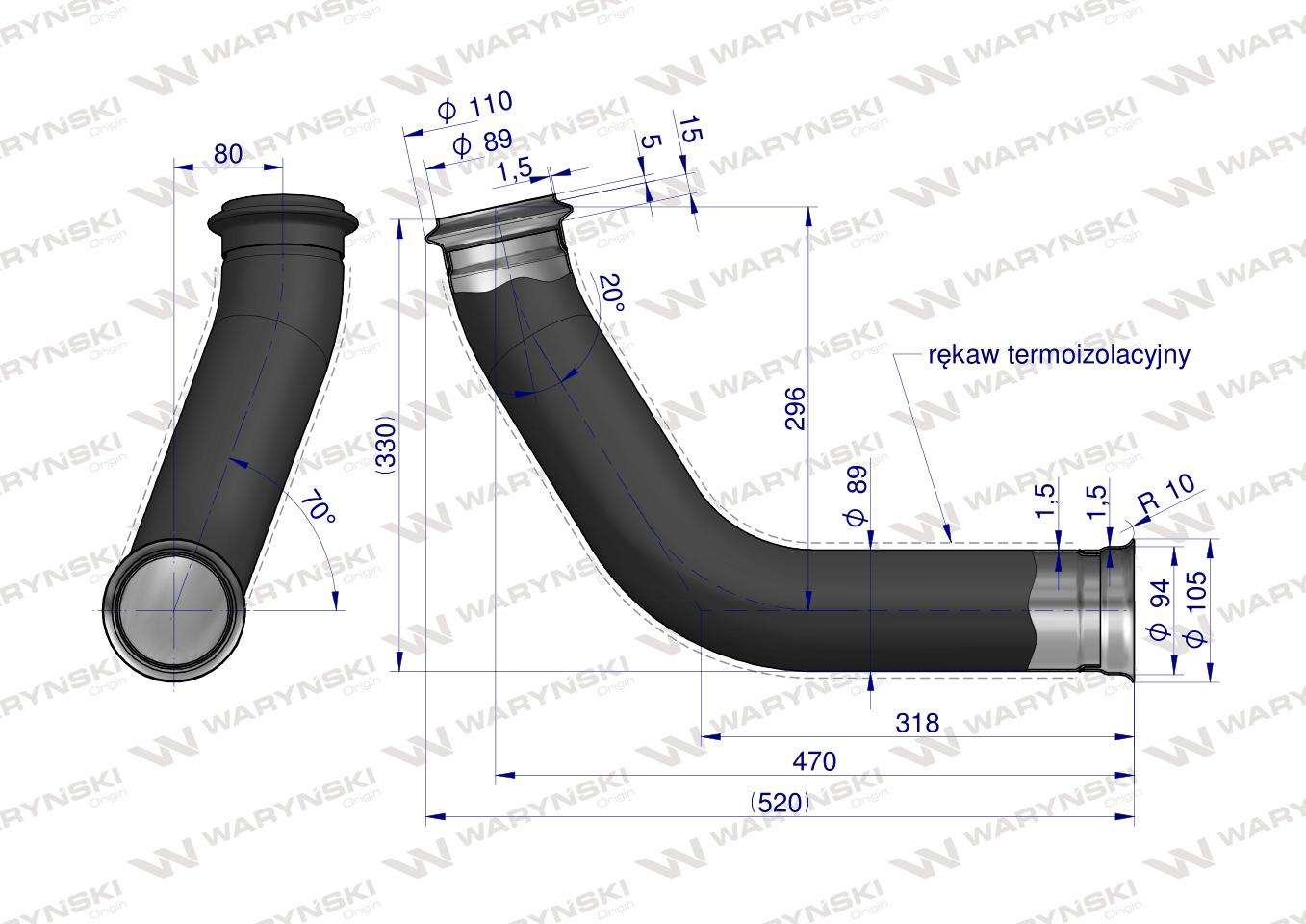 Kolano tłumika z termoizolacją RE175775 WARYŃSKI [RE217832W ...